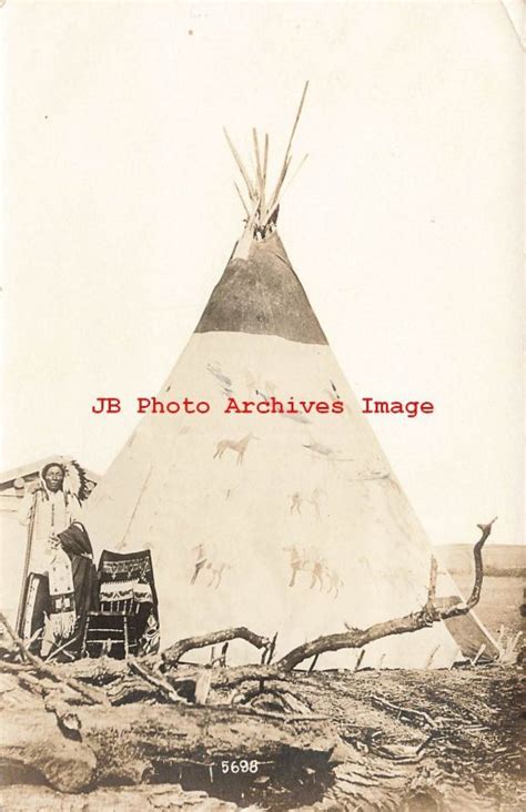Native American Sioux Indian RPPC Man Standing By Tee Pee Rosebud SD