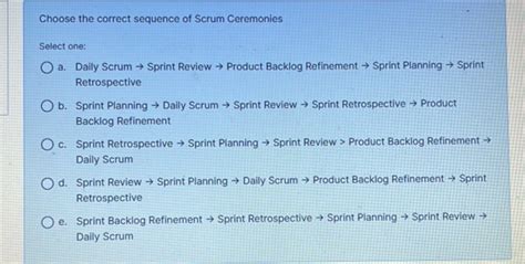 Choose The Correct Sequence Of Scrum Studyx