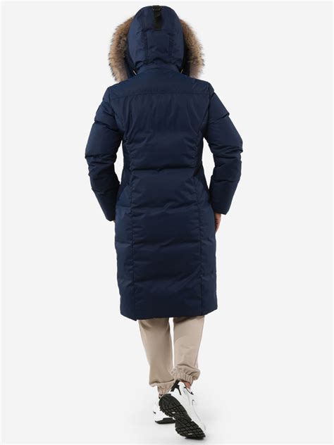 Пуховик женский на натуральном пуху Next Line темно синий цвет — купить за 21900 руб со скидкой