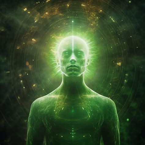 Premium Photo A Man With Green Skin And Light Shining Through His Eyes