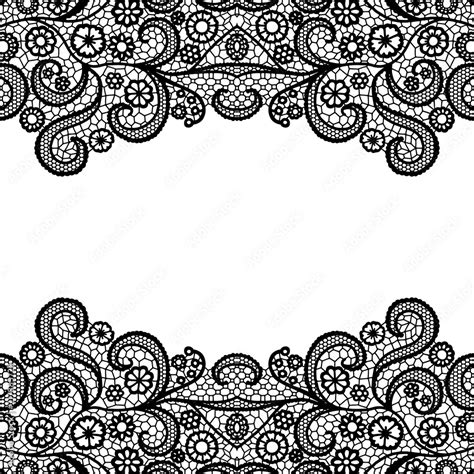 Seamless Vintage Black Lace Border Invitation Card Stock Vector