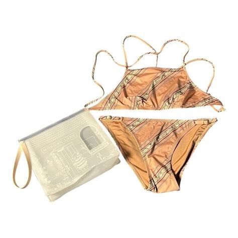 Morgan Lane Swim New Morgan Lane Bikini Striped Reptile Top And