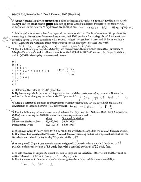 Business Statistics Solved Problem Set 2 Fall 2007 Bmgt 230 Docsity