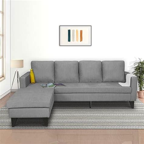 Furny Apstero Seater Fabric Rhs Sectional L Shape Sofa Set Dark Grey Amazon In Home Kitchen