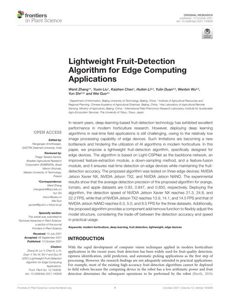 Pdf Lightweight Fruit Detection Algorithm For Edge Computing Applications