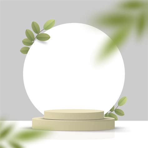 Premium Vector Abstract Minimal Scene On Pastel Background With Cylinder Podium And Leaves