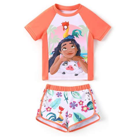 Disney Princess Girls Swimsuits Moana Graphic Swim Top And Shorts