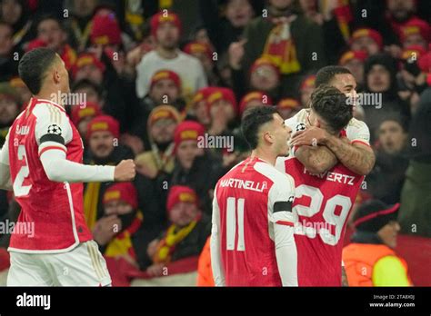 Arsenals Kai Havertz Celebrates With Teammates After Scoring His Side
