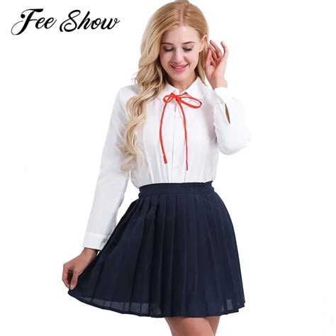 Buy Womens School Girl Costume Long Sleeves Shirt With