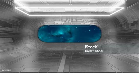 3d 렌더링 미래 공상 과학 실험실 또는 네온 빛 우주선 복도 0명에 대한 스톡 사진 및 기타 이미지 0명 Led 조명 개념 Istock