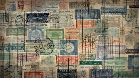 Vintage Passport Stamps Background Premium Ai Generated Image