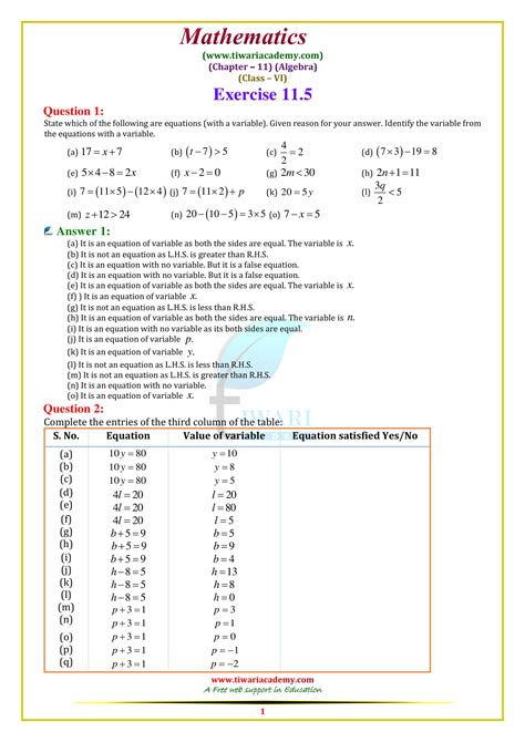 NCERT Solutions For Class 6 Maths Chapter 11 Algebra In PDf 2022 23