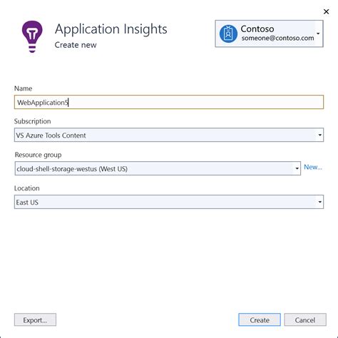 tambahkan application insights dengan connected services visual