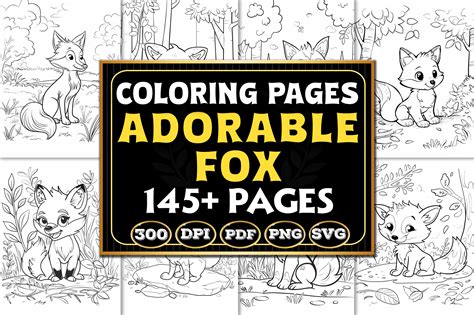 Adorable Fox Coloring Pages Graphic By Geniousify · Creative Fabrica