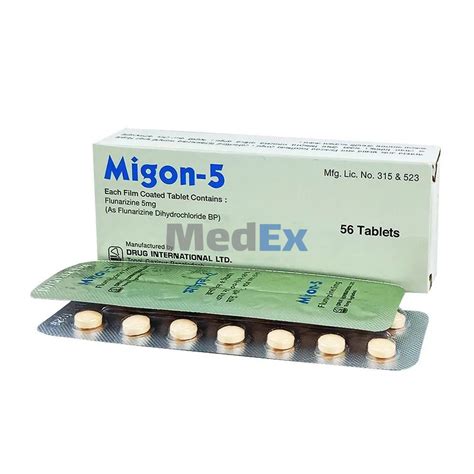Migon 5 Mg Tablet মাইগন ৫ মি গ্রা ট্যাবলেট Drug International Ltd Indications