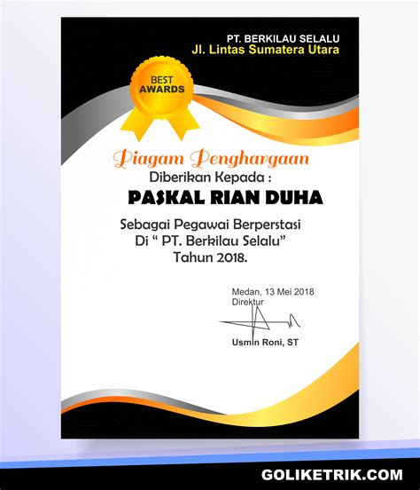 50 Desain Template Sertifikat Atau Piagam Penghargaan Dalam Bentuk