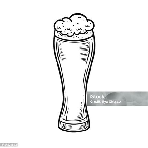 Hand Drawn Black Color Engraving Style Beer Glass Vector Art向量圖形及更多品脫酒杯