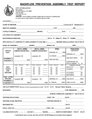 Backflow Test Form City Of Bellevue Fill And Sign Printable Template Online