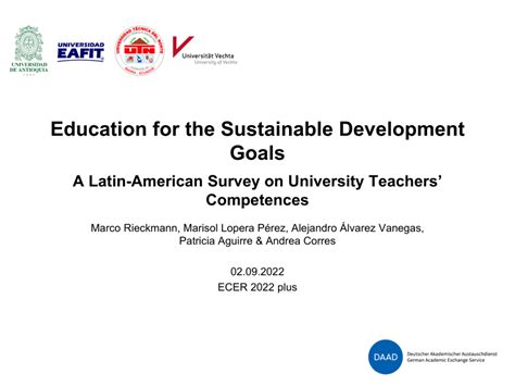 Pdf Education For The Sustainable Development Goals A Latin American Survey On University