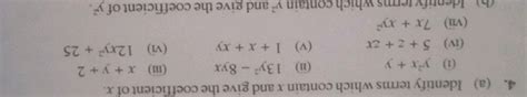 4 A Identify Terms Which Contain X And Give The Coefficient Of X I