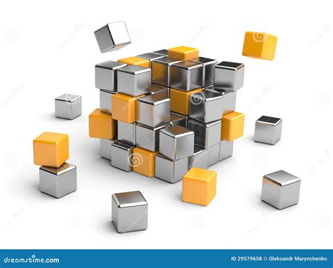 Cube Assembling From Blocks Stock Illustration Illustration Of
