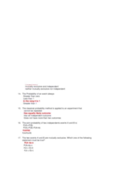 SOLUTION Probability Multiple Choice Questions Studypool