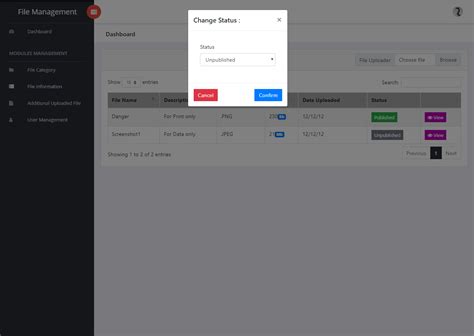 File Management System User Interface In Bootstrap And PHP