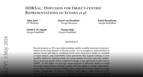 Paper Page Dorsal Diffusion For Object Centric Representations Of