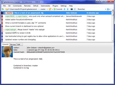 Ampersands In Commit Log Messages Are Interpreted As A Hotkey · Issue