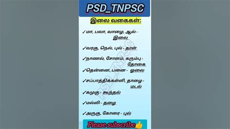 6th தமிழ் School Book தாவர இலைப் பெயர்கள் Tamil Tnpsc Youtube
