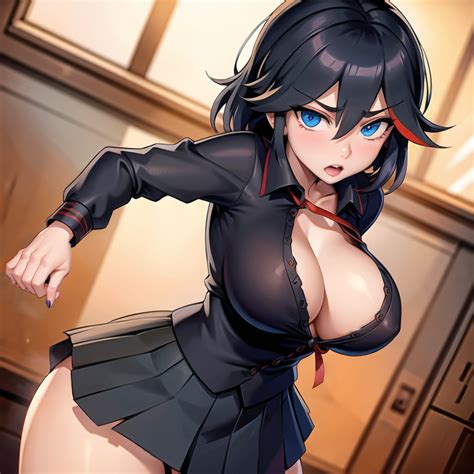 Rule 34 Ai Generated Audiostick Black Hair Blue Eyes Blush Breasts