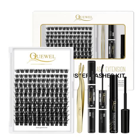 Quewel Diy Eyelash Extensions Kit Lash Clusters Pcs Applicator Tool Super Hold Cluster