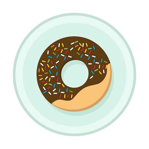 Donut En Vector Icono De Placa Vector Premium