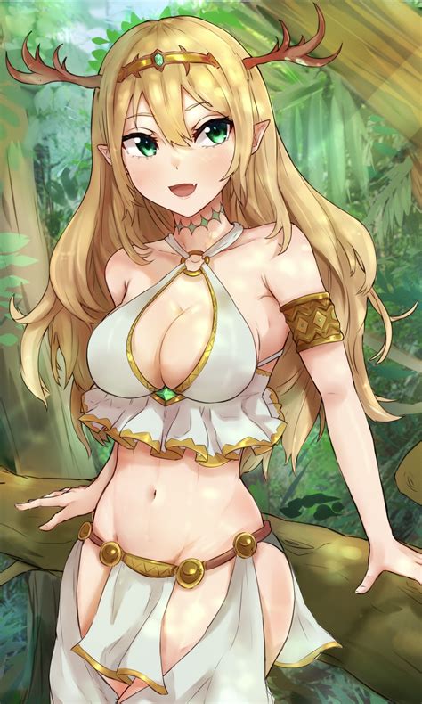 Rule 34 Antlers Blonde Female Blonde Hair Elf Ears Epon Clef Forest