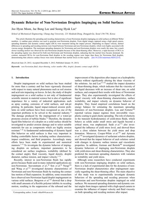 PDF Dynamic Behavior Of Non Newtonian Droplets Impinging On Solid