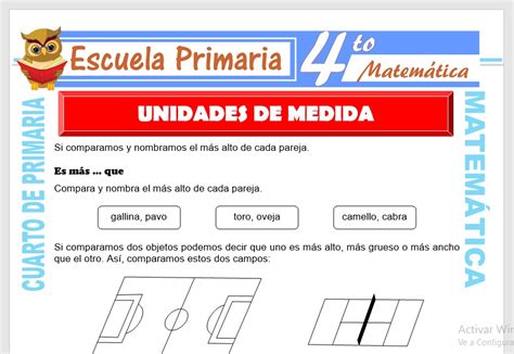 Unidades De Medida Para Cuarto De Primaria Escuela Primaria