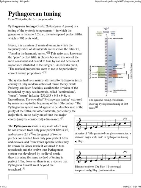 Pythagorean Tuning Wikipedia Pdf Interval Music Elements Of Music