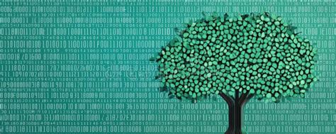 Binary Code Tree Green Leaves Digital Tech Concept Stock Illustration
