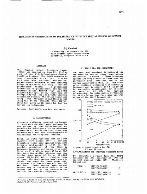 Preliminary Observations Of Polar Sea Ice With The Special Sensor