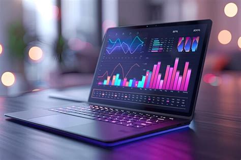 Laptop Displaying Data Charts For Analysis Premium Ai Generated Image