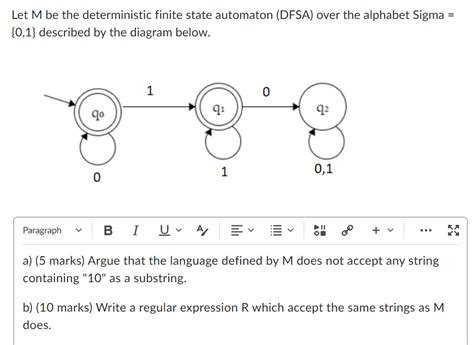 Solved Let M Be The Deterministic Finite State Automaton