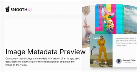 Image Metadata Preview React Component Smoothui