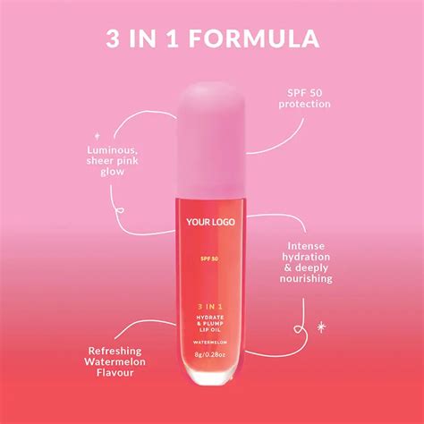 Private Label Spf50 3 In 1 Hydrating Plumping Spf Lip Oil