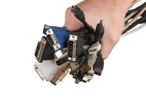 Bunch Of Computer Cables With Sockets In Hand Stock Image Image Of Appliance Electricity