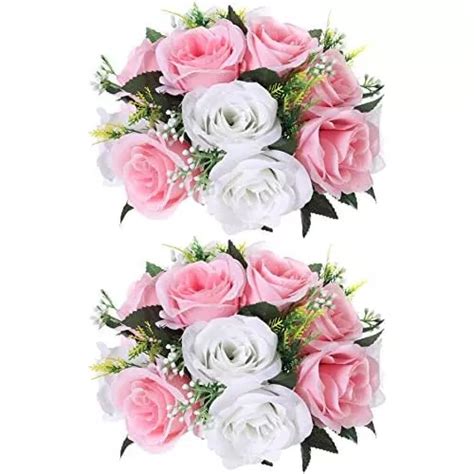 2 Paquetes De Flores Artificiales De Rosas Rosadas Deco Envío gratis