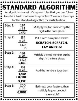 Multiplying Whole Numbers Standard Algorithm Anchor Chart By Haley Shewmake