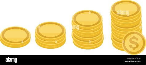 Coins Icon Stack Of Golden Coin Like Income Graph Vector Illustration