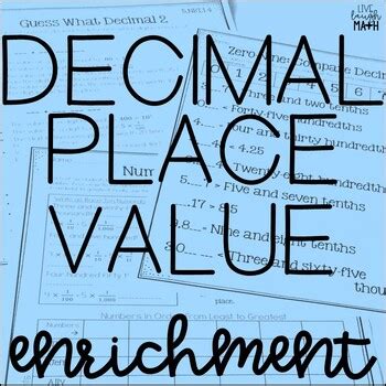 Decimal Place Value Enrichment Activities Logic Puzzles Challenges
