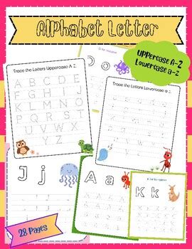 A Z Alphabet Letter Tracing Practice Worksheets Uppercase And Lowercase