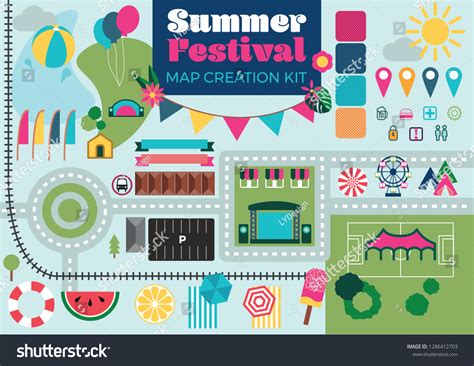 Summer Festival Event Map Builder Creator Stock Vector Royalty Free